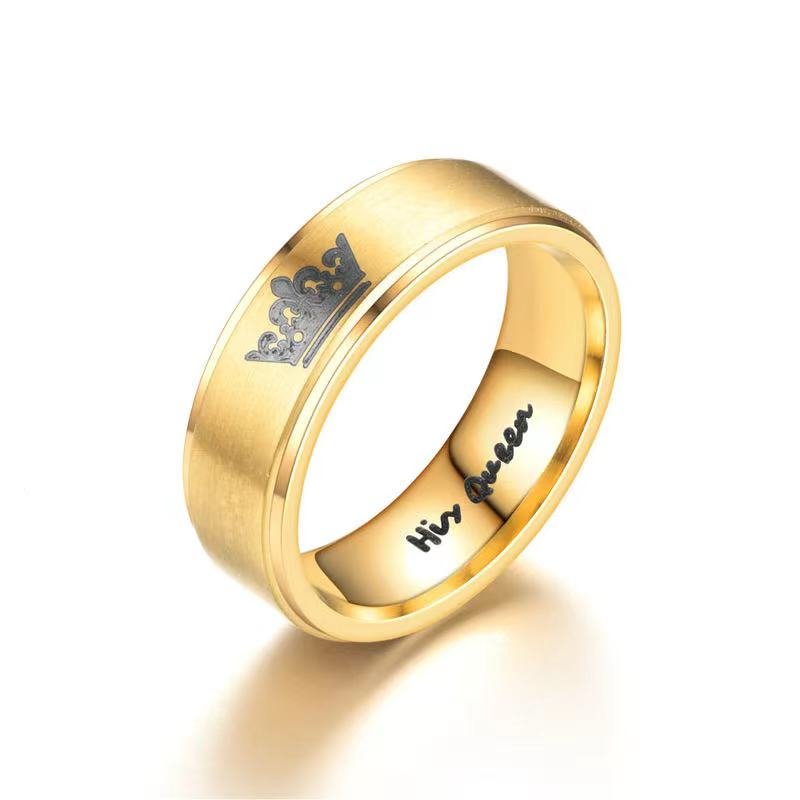 18k Gold King And Queen Crown Couple Ring