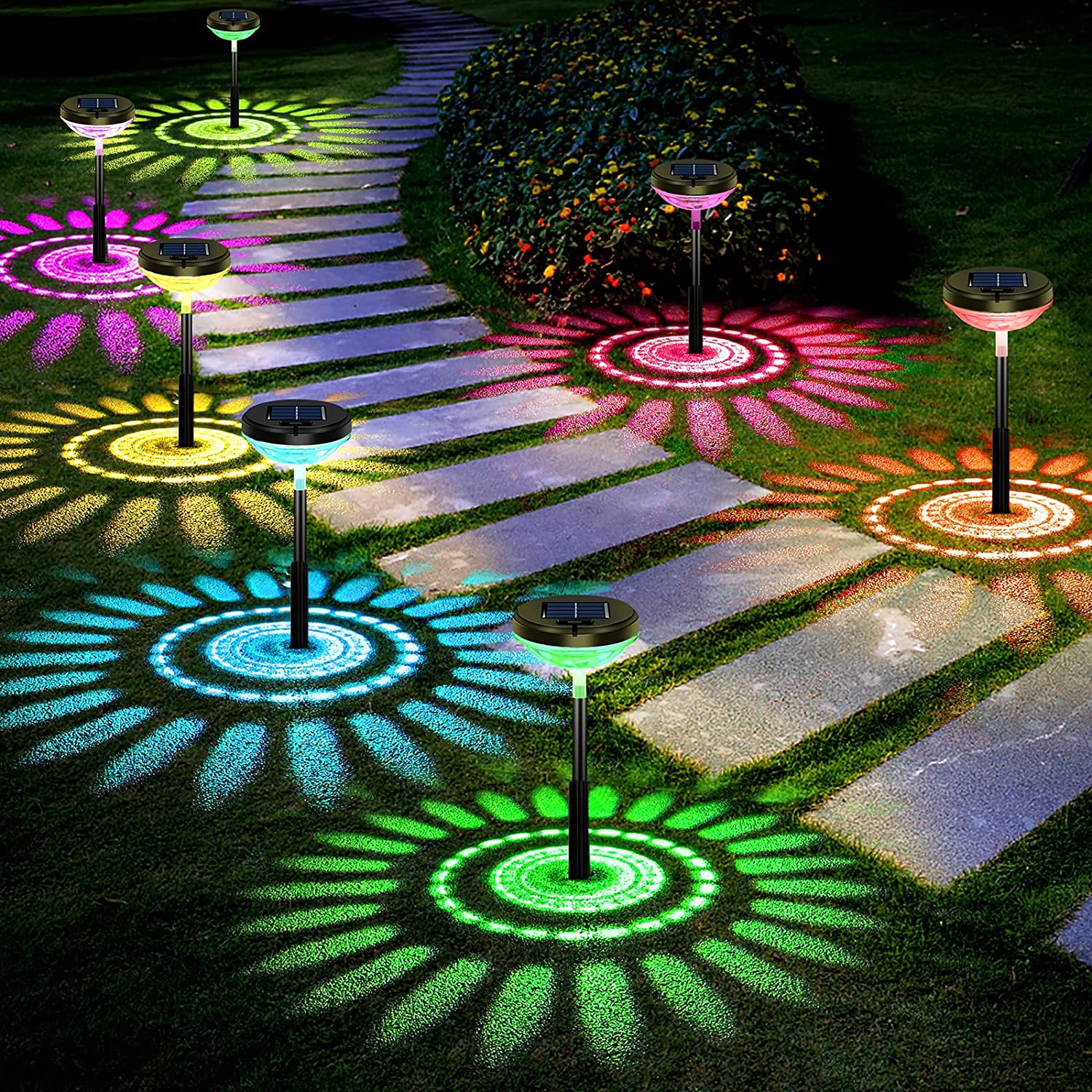 Color Changing/Warm White LED Solar Pathway Lights