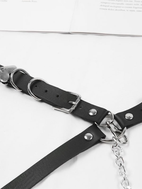 Goth Style Buckles PU Waist Chain Punk Belt