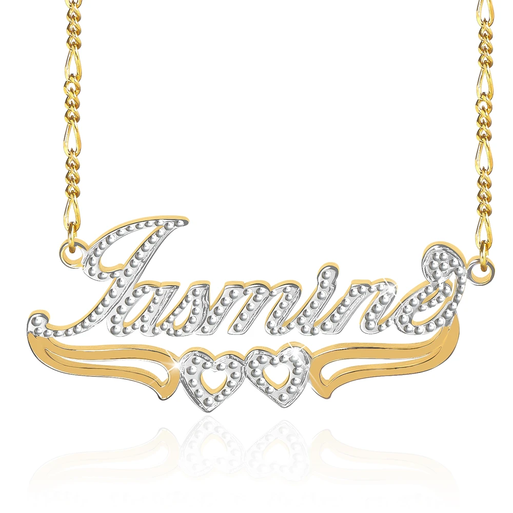 Personalized Elegant Double Heart Name Necklace