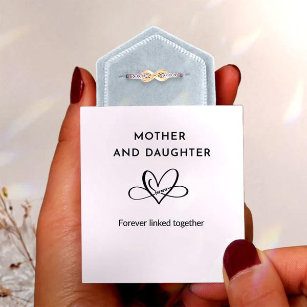Mother and Daughter Infinity Ring “Forever Linked Together”