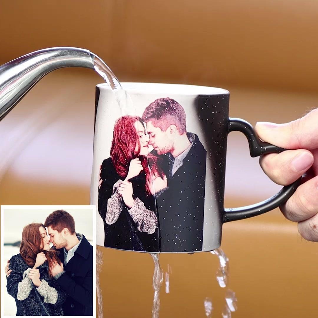 Personalised Magic Color Change Mug Heart Custom Photo Cup