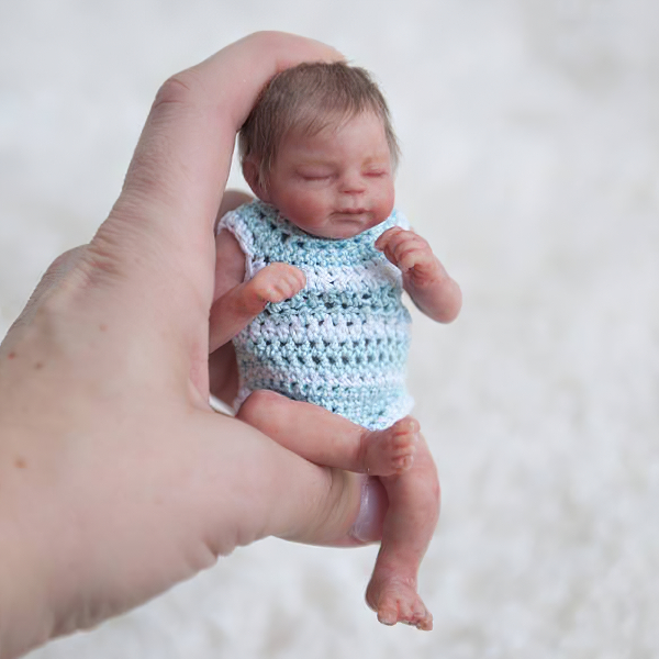 Miniature Doll Sleeping Full Body Silicone Reborn Baby Doll, 5 Inches ...