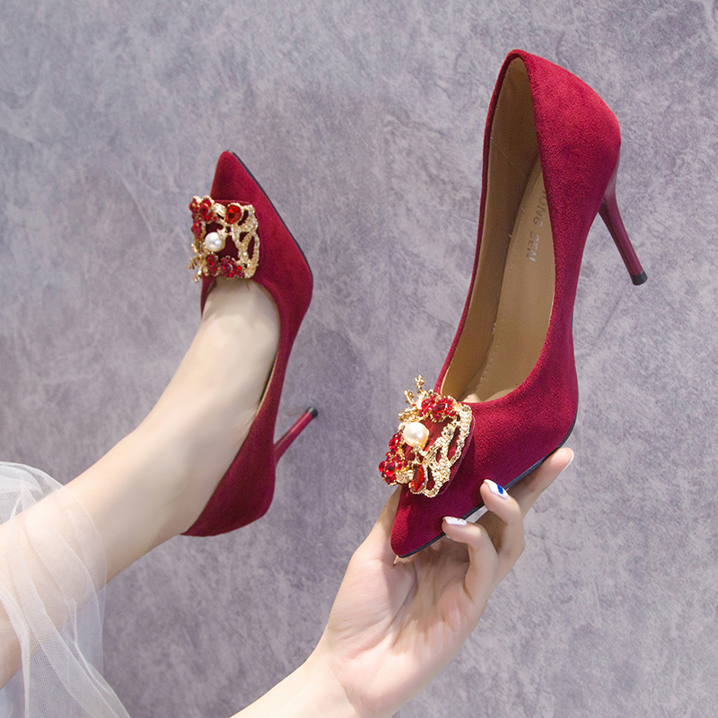 2020 New 9cm High Heel Shoes Red Party Shoes Women Shoes