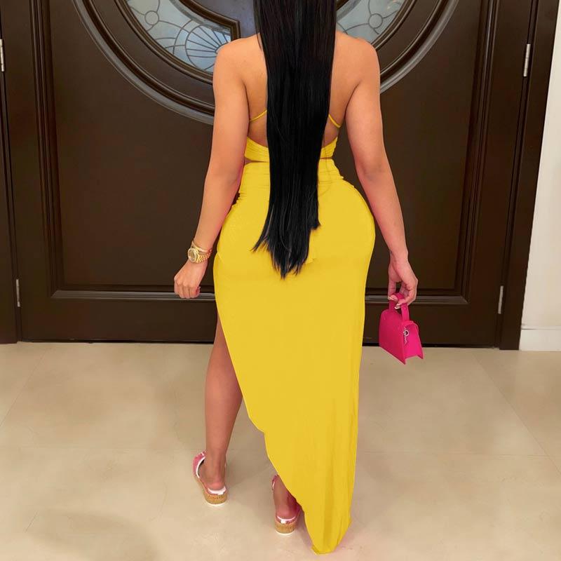 Crop Tops & High Split Maxi Skirt Set