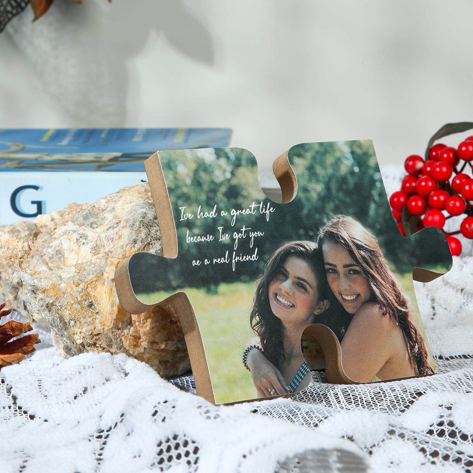 Wooden Custom Puzzle Pieces Photo Frame Home Decoration, Personalized