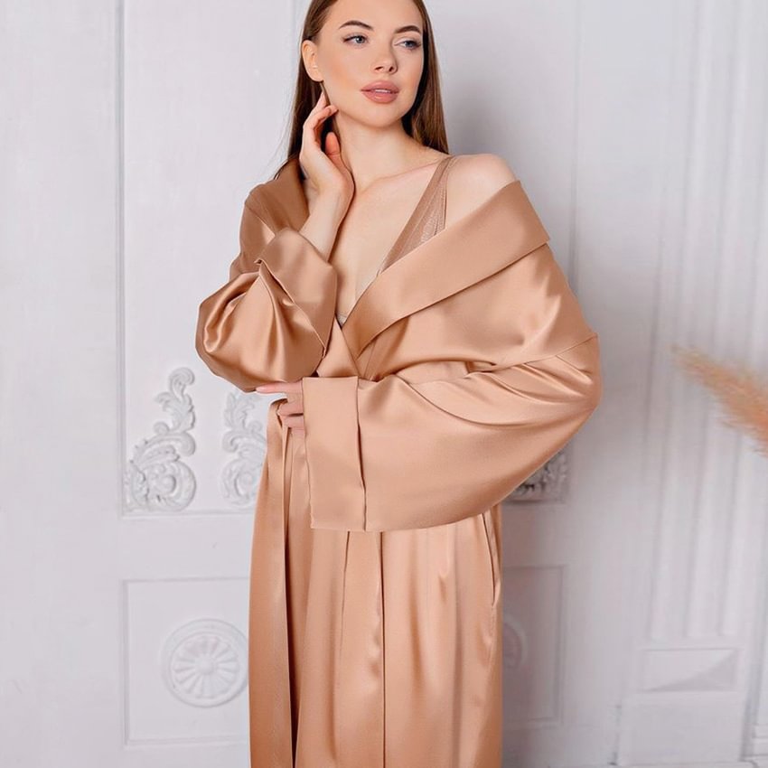 Cozy Women's Long Silk Robe In Loose Version | Real Silk Life