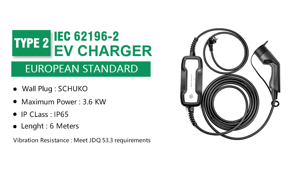 EVSE Type 2 Electric Car Charger IP65 10A/16A Portable EV Charging Box ...