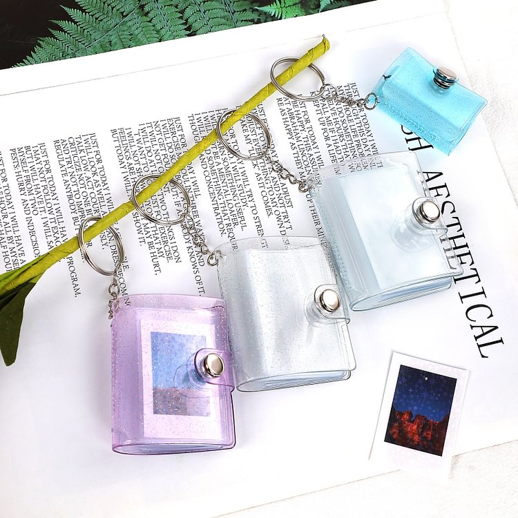 JOURNALSAY 16 Sheets Cute Mini Keychain Photo Album 1/2 Inch Snap ...