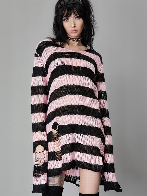 Punk Gothic Striped Sweaters
