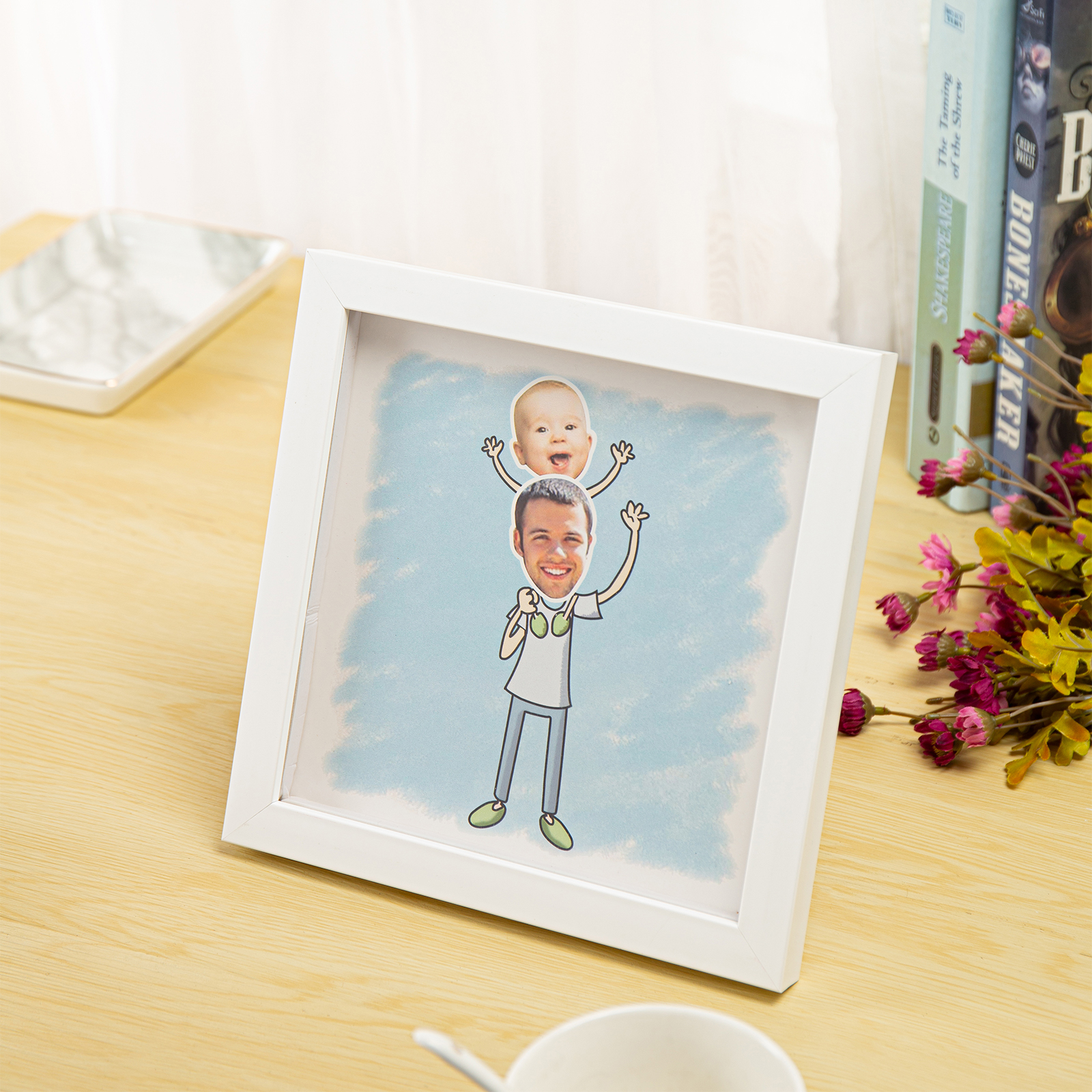 Custom 2 Photo Frame Father and Son Theme Perfect Gift
