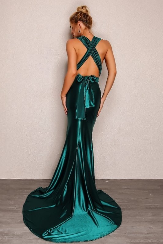 Gorgeous V Neck Sleeveless Prom Dress Mermaid Long Evening Gowns On Sale