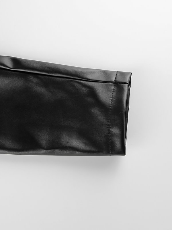 Gothic Dark Street One Shoulder Belt Solid PU Midriff