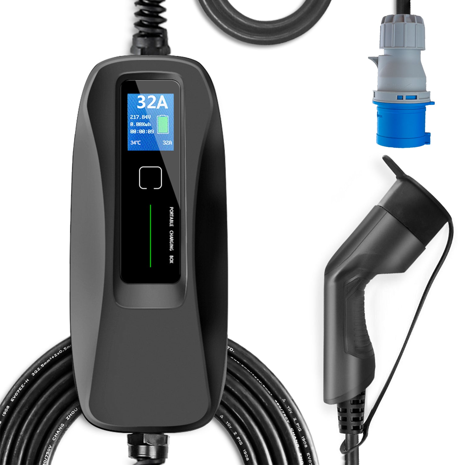LEFANEV Type 2 to CEE Plug EV Charger Portable EV Charging Station, IEC ...