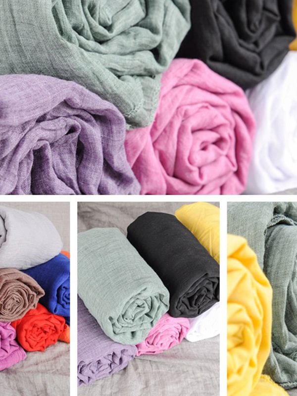 8 Colors Vintage Solid Color Ramie Cotton Shawl Scarf